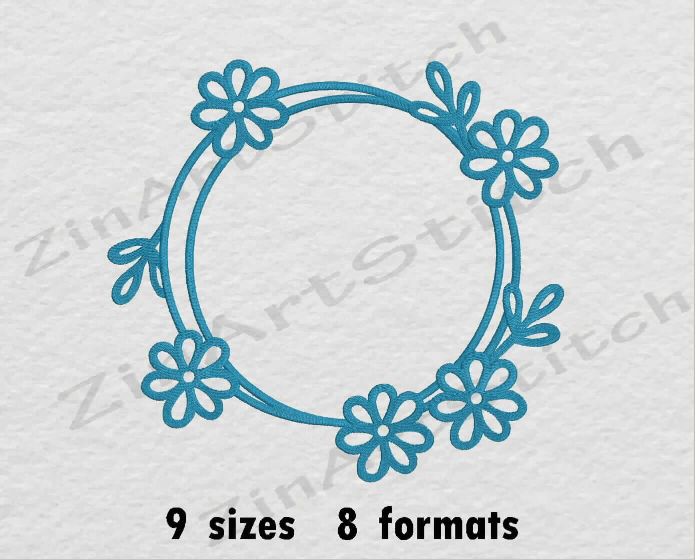 Flower Frame Embroidery Design, Monogram Border (digital Download) - Etsy