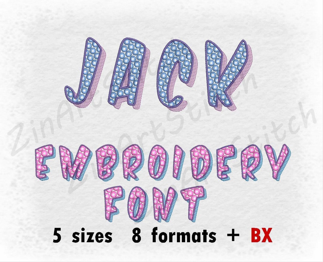 Jack 3 Colors Embroidery Font Machine Embroidery Design Three Color ...