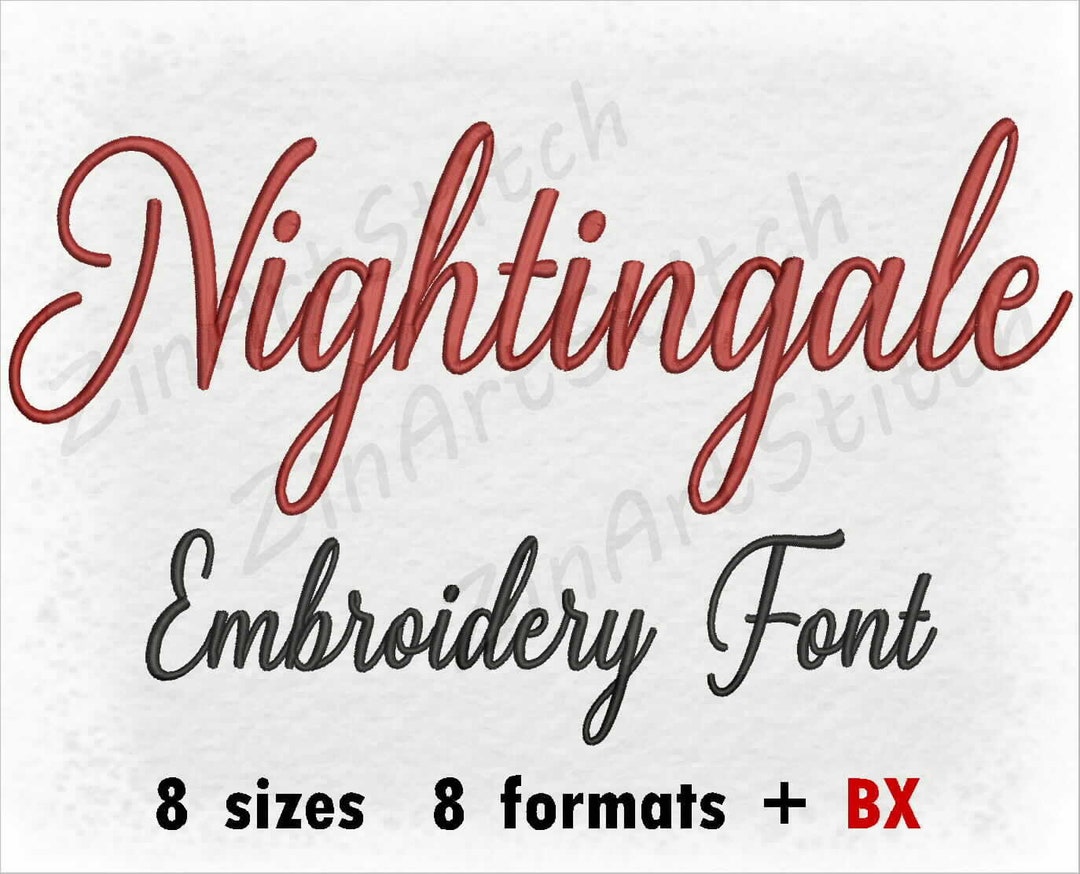 Nightingale Script Embroidery Font - Machine Embroidery Design - Instant Download - 8 Sizes - Etsy