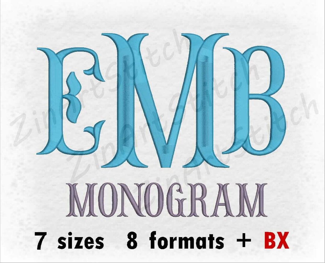 Fishtail Monogram Embroidery Font (7 Sizes, 8 Formats, BX) - Etsy