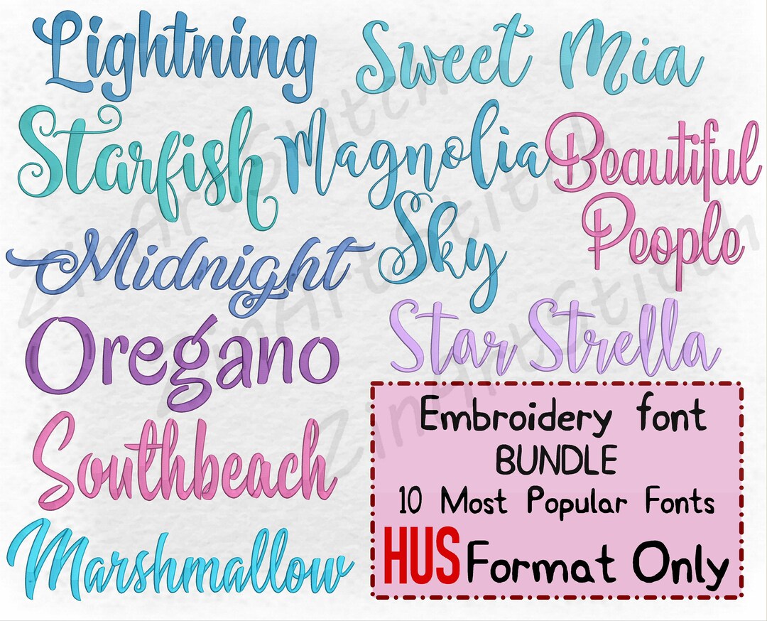 Bundle 10 Best Sellers Embroidery Fonts Embroidery Fonts Pack Instant ...