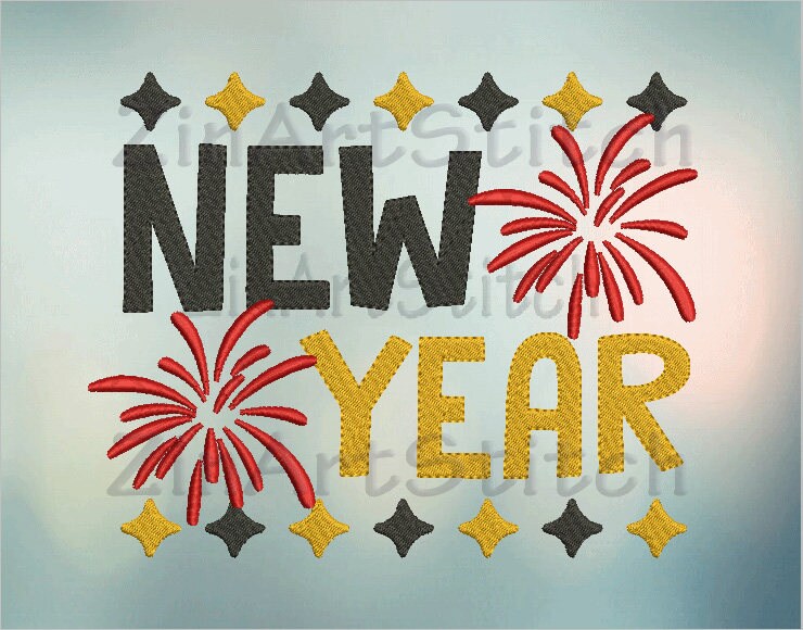 Embroidery Design New Year 5 Sizes Digital Machine Embroidery | Etsy