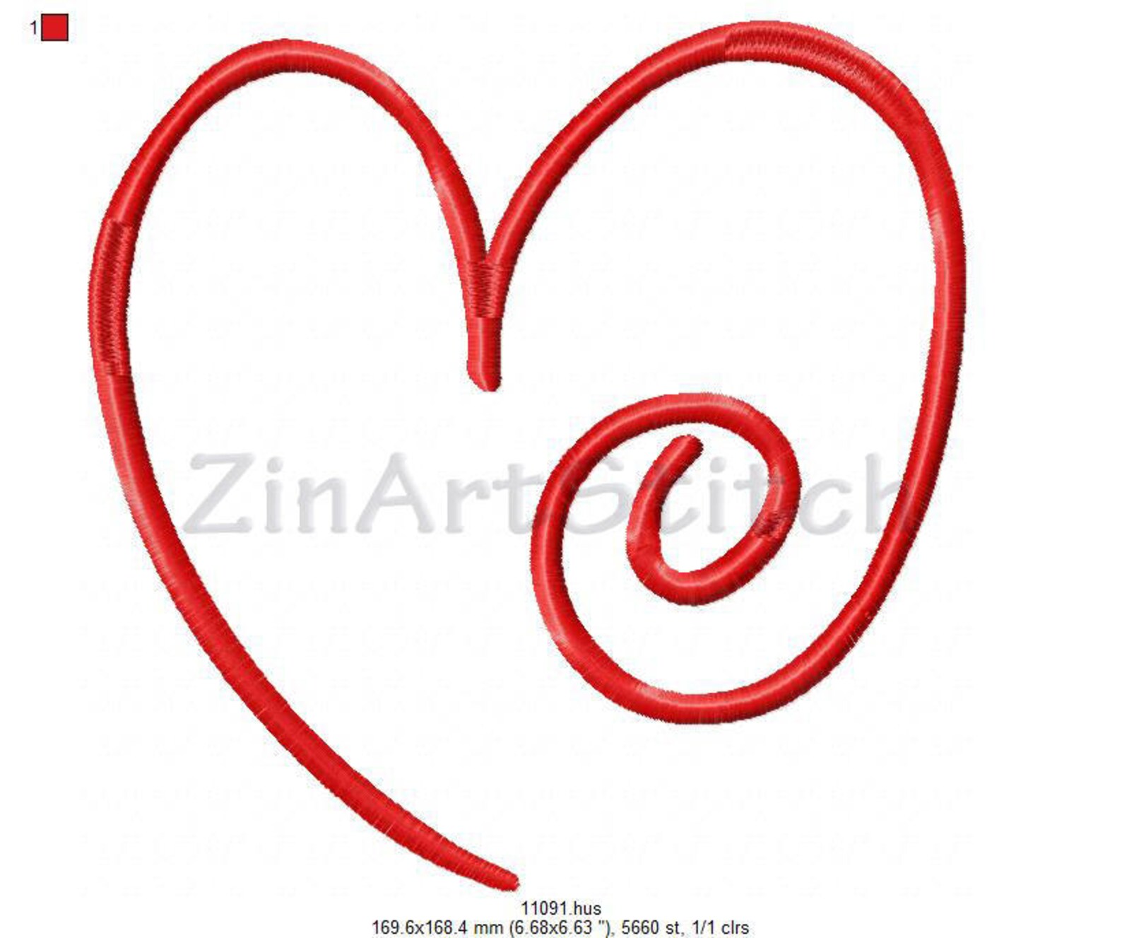 Heart Embroidery Design for Valentine's Day (5 Sizes, 8 Formats) - Etsy