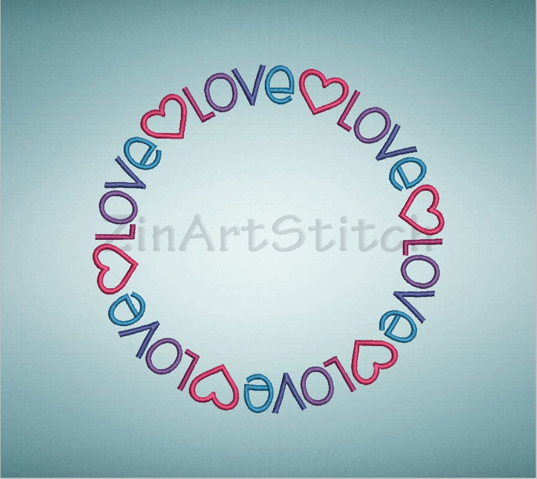 LOVE Monogram Border Embroidery Design Frame Border Embroidery Design ...