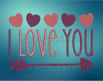 I Love You Embroidery File - Etsy