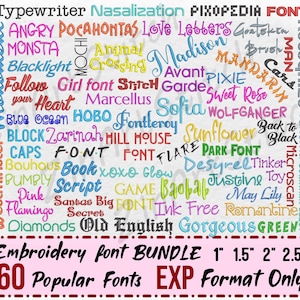 60 Embroidery Fonts Bundle Package Embroidery Fonts Pack Instant ...