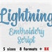Lightning Script Embroidery Font, Machine Embroidery Design ...