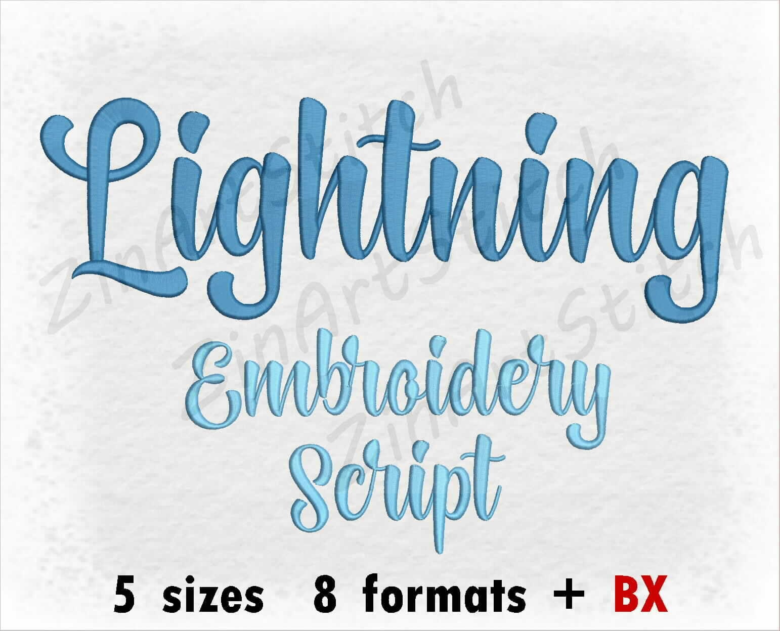 Lightning Script Embroidery Font, Machine Embroidery Design ...