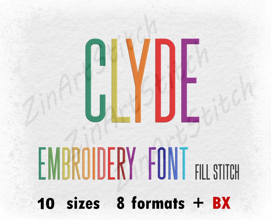 Clyde Embroidery Font - Fill Stitch- Punctuations and Numbers - Instant ...
