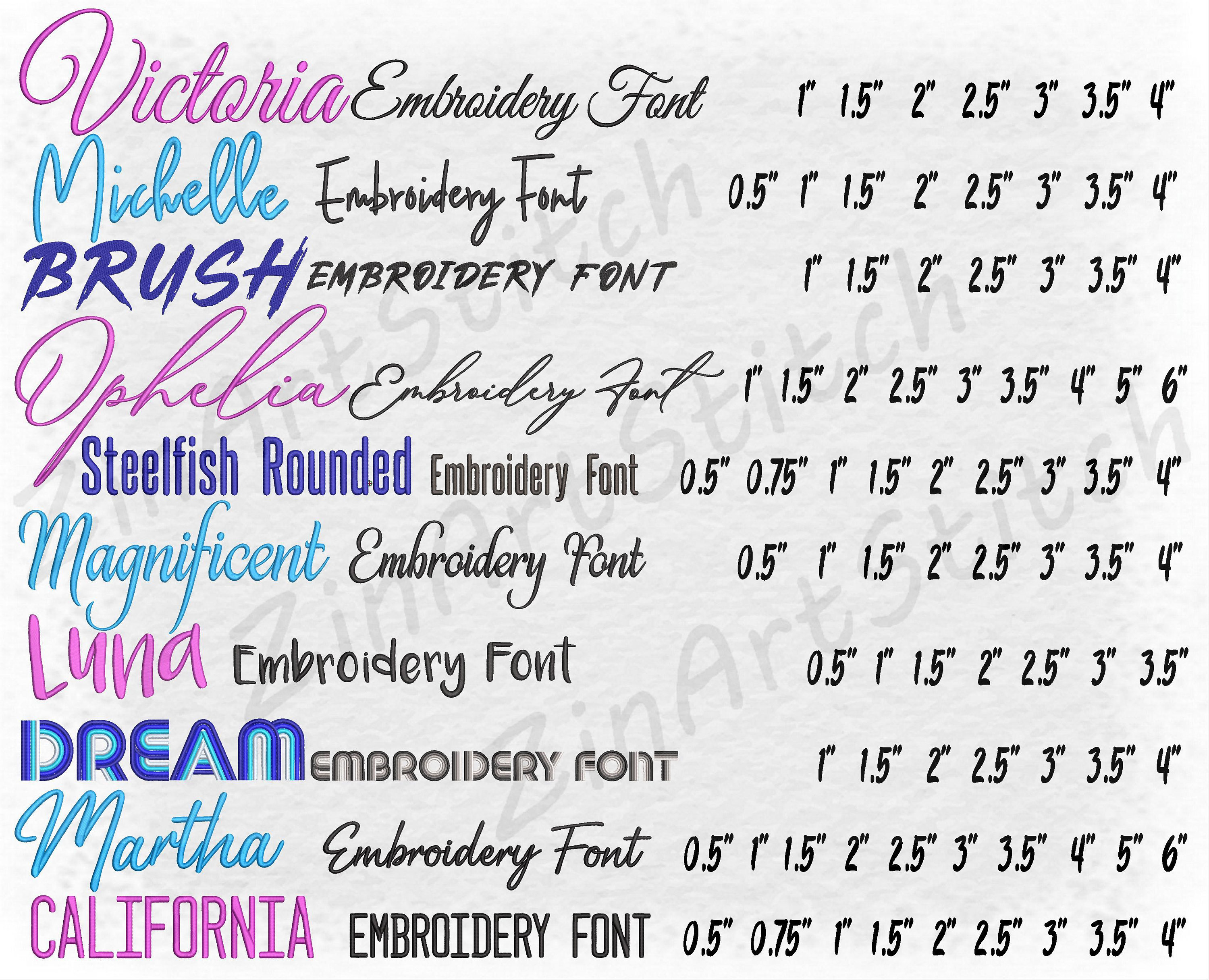 Bundle 10 Bestsellers Embroidery Fonts, Instant Download, Alphabet ...