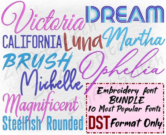 Bundle 10 Best Sellers Embroidery Fonts Embroidery Fonts Pack - Etsy