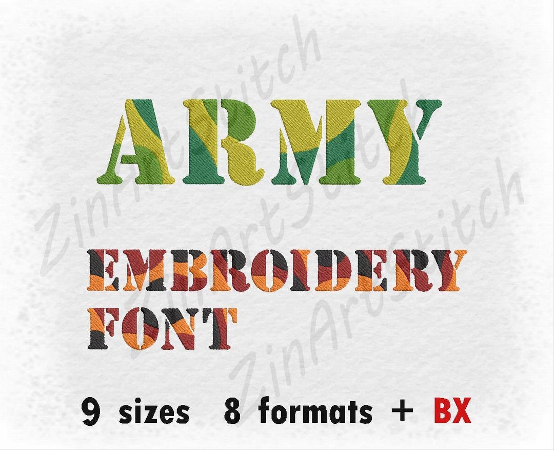 Army 3 Colors Embroidery Font - Machine Embroidery Design ...