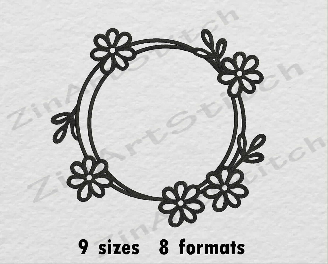 Flower Frame Monogram Border Embroidery Design Embroidery - Etsy