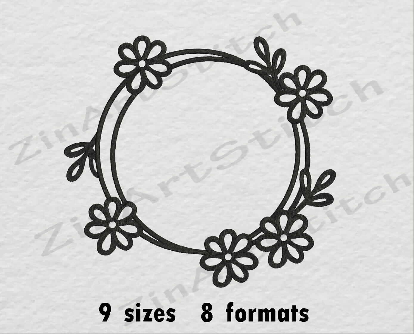 Flower Frame Monogram Border Embroidery Design Embroidery - Etsy