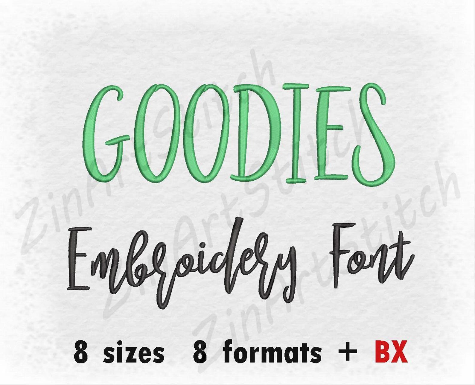 Goodies Embroidery Font - Machine Embroidery Design - Instant Download ...