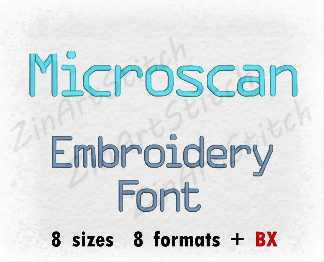 Microscan Embroidery Font Machine Embroidery Design Instant Download ...