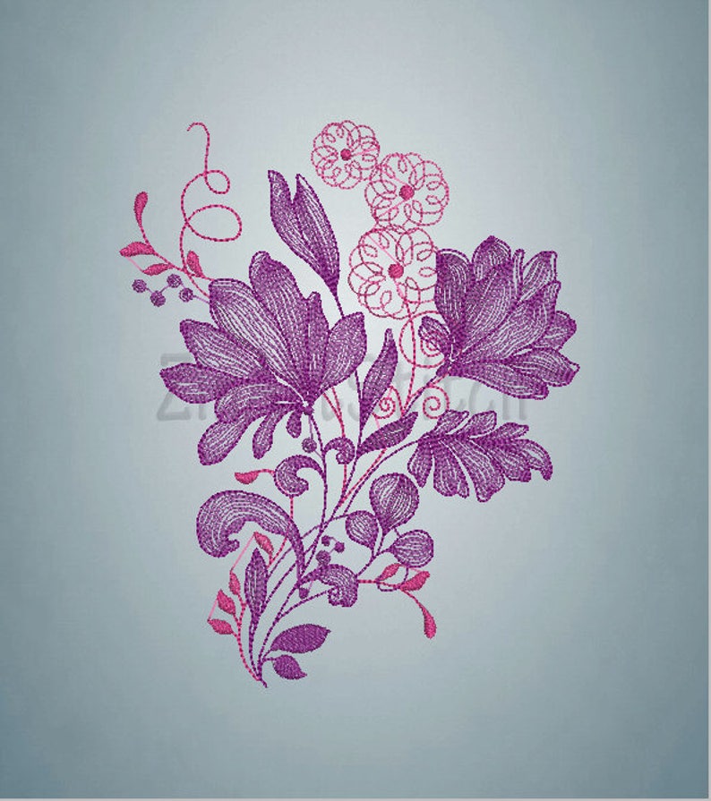 Floral Machine Embroidery Design, Flower File (instant Download) - Etsy