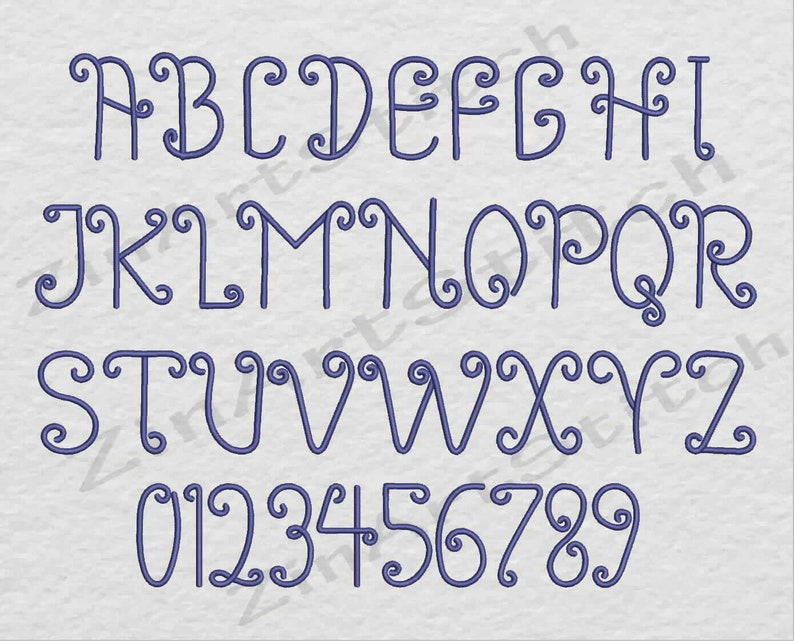 Zarinah Embroidery Font Machine Embroidery Design Instant - Etsy