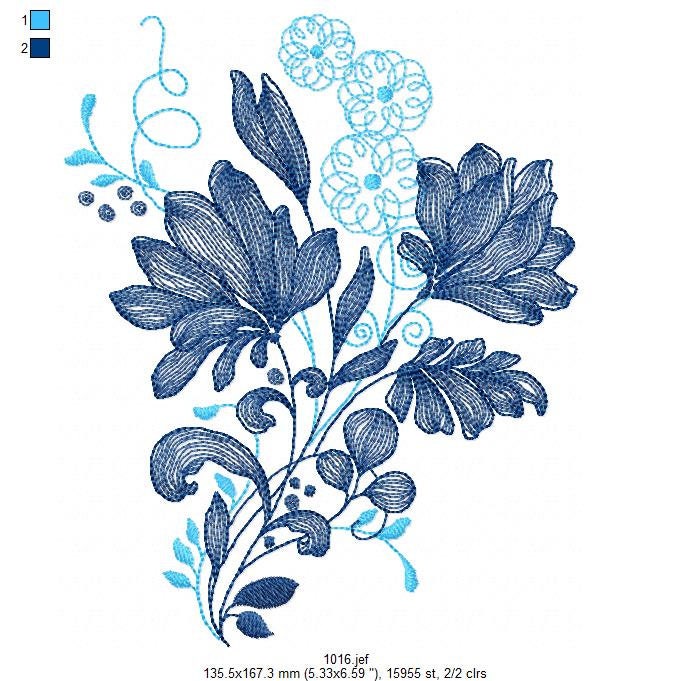 Flowers File Download Floral Machine Embroidery Machine - Etsy