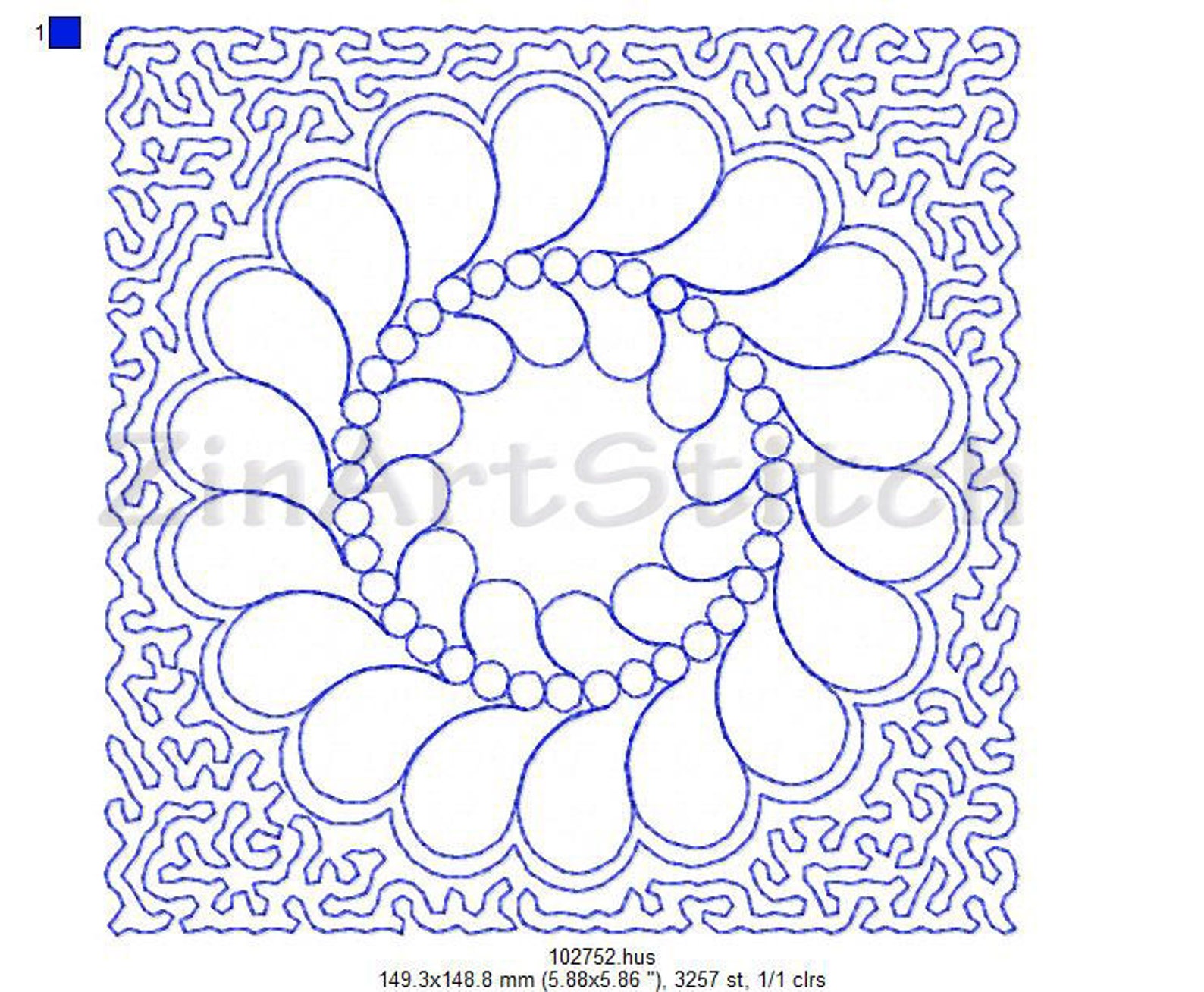 Quilt Block Square Embroidery Design Swirly Quilting Quilt - Etsy