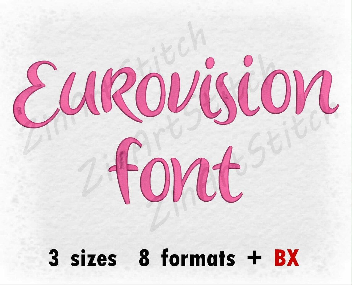 Embroidery Font Eurovision Design Monogram Alphabet 3 Sizes 8 | Etsy