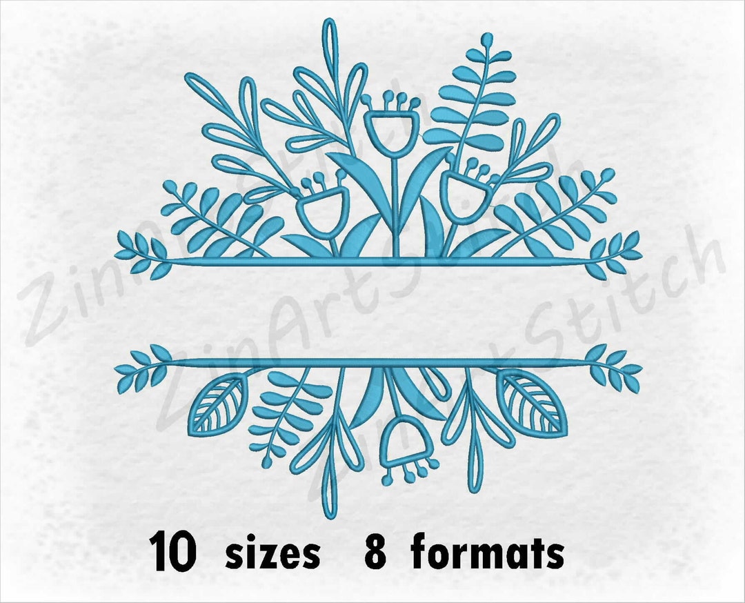 Flower Split Border Font Frame Split Digital Machine Embroidery Design ...