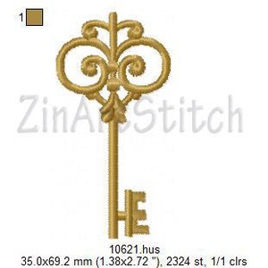 Vintage Key Machine Embroidery Design Instant Download - Key 3 Sizes 8 ...