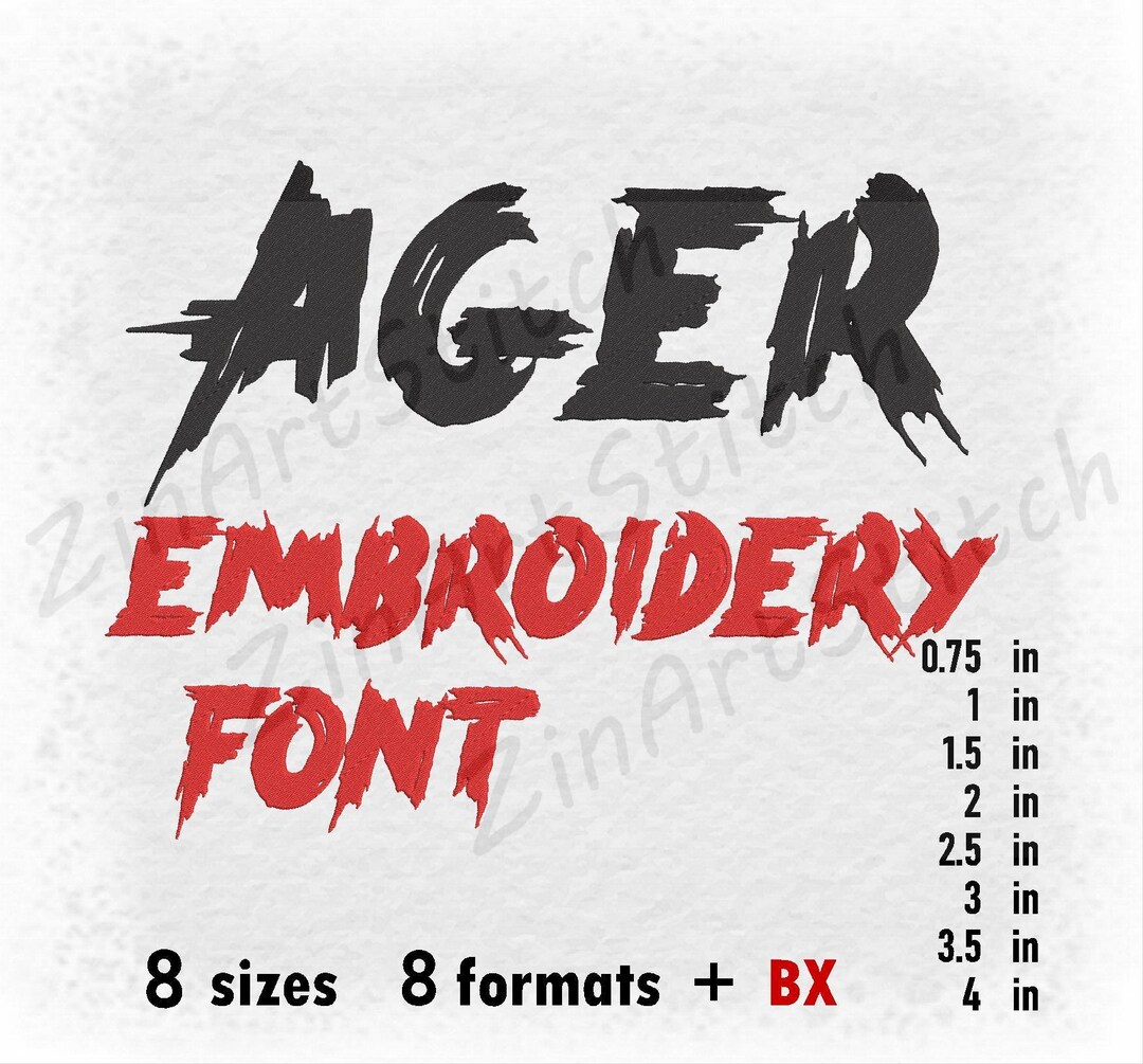 Ager Embroidery Font Machine Embroidery Design Fill Stitch Instant ...
