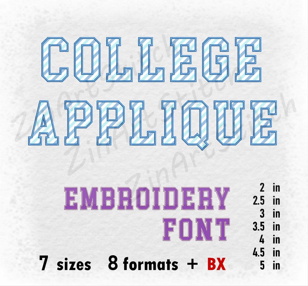 College Applique Embroidery Font, Machine Embroidery Design ...