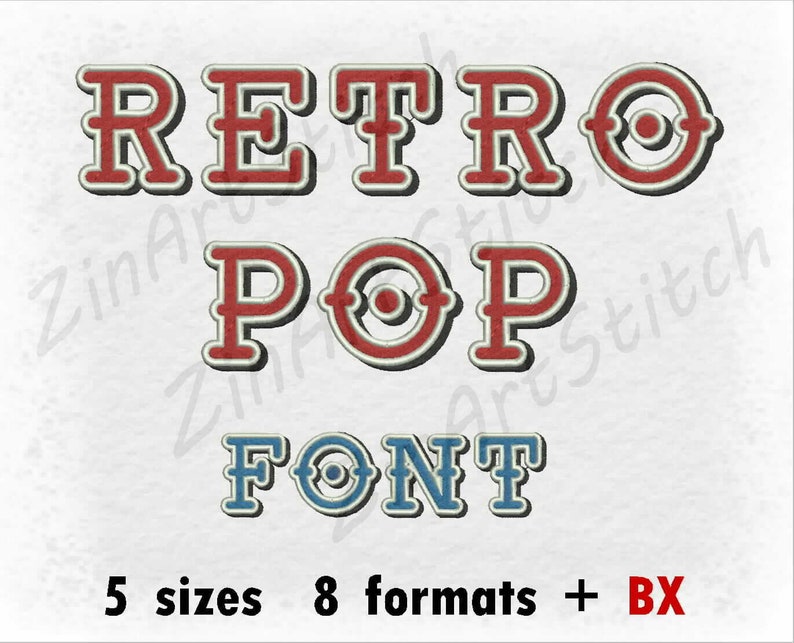 Retro Pop Embroidery Font Machine Embroidery Design Instant - Etsy