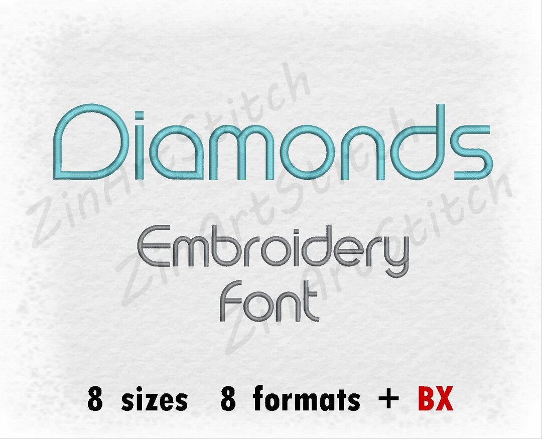 Diamonds Embroidery Font - Machine Embroidery Design - Numbers ...