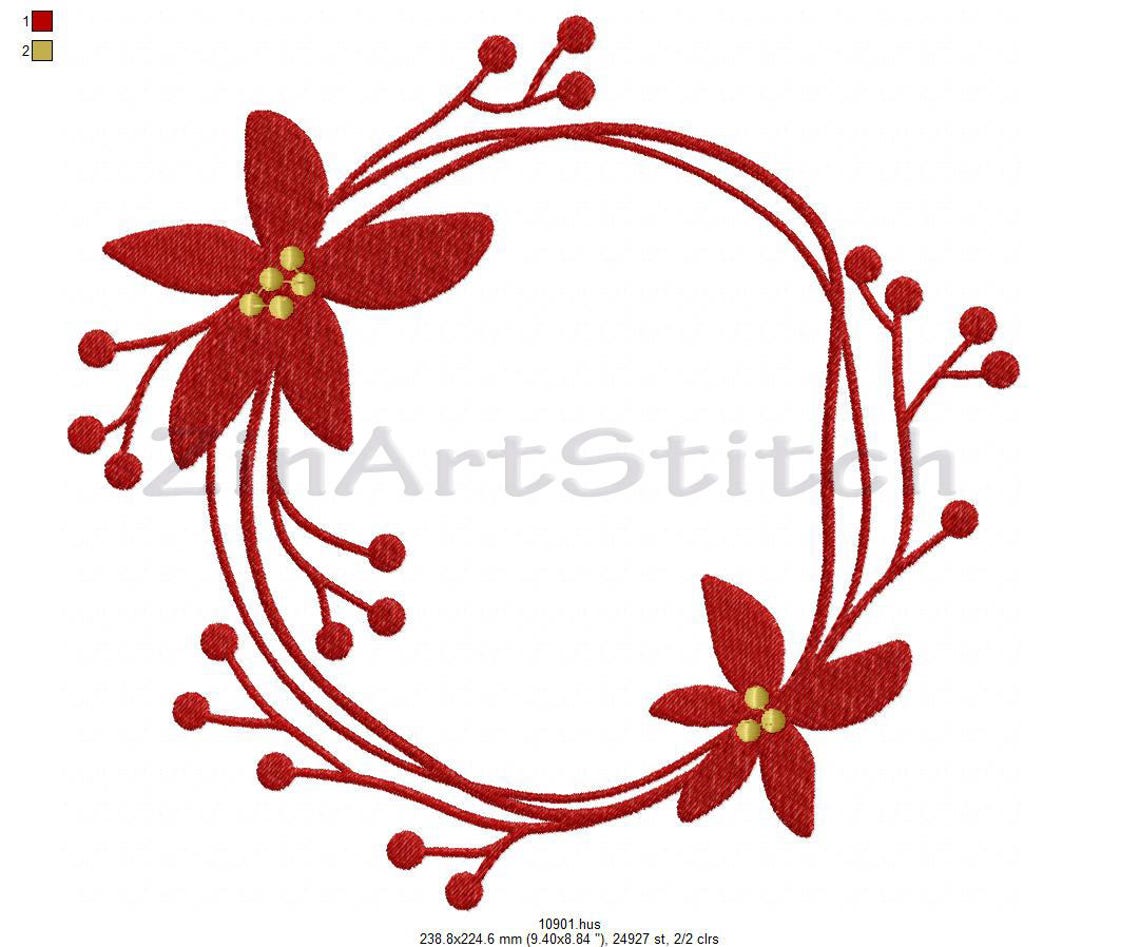 Floral Embroidery Frame Design, Monogram Border (5 Sizes, 8 Formats) - Etsy