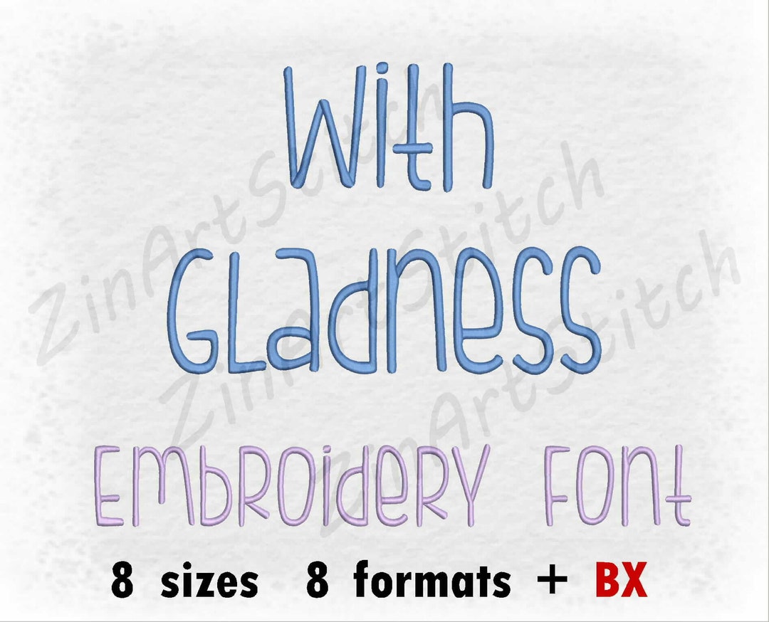 With Gladness Embroidery Font Machine Embroidery Design Instant ...