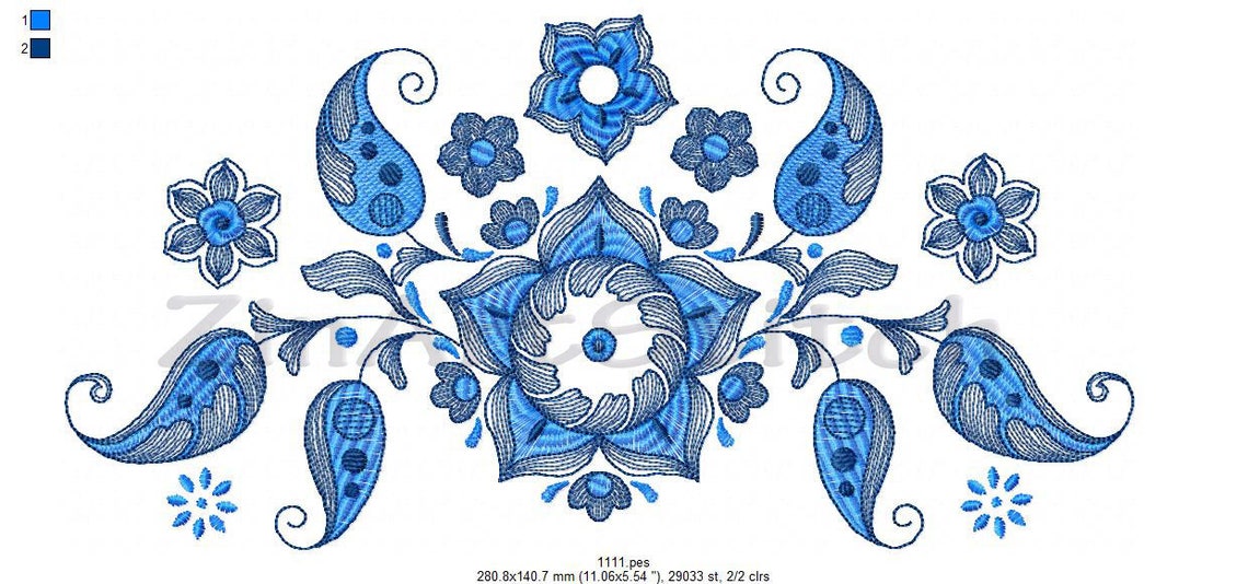Floral Paisley Machine Embroidery Design (instant Download) - Etsy