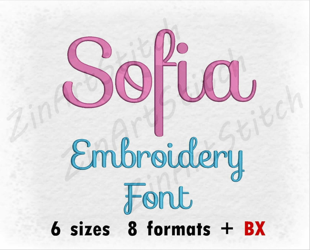 Sofia Embroidery Font, Machine Embroidery Design, Punctuations and Numbers, Instant Download, 6 ...