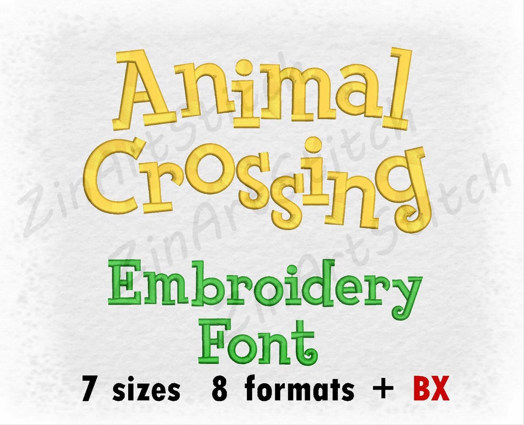 Animal Crossing Font Embroidery Design Monogram Alphabet 7 Sizes 8 ...