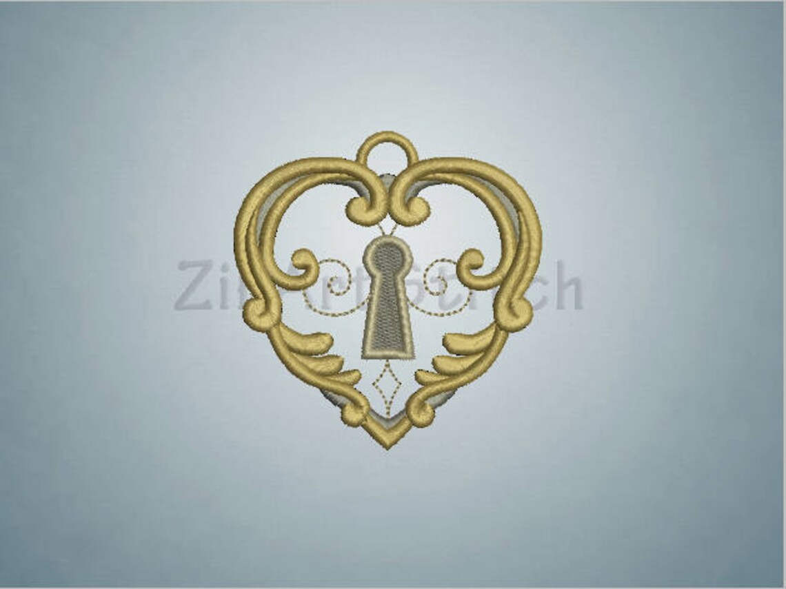 Vintage Heart Keyhole Machine Embroidery Design (instant Download) - Etsy