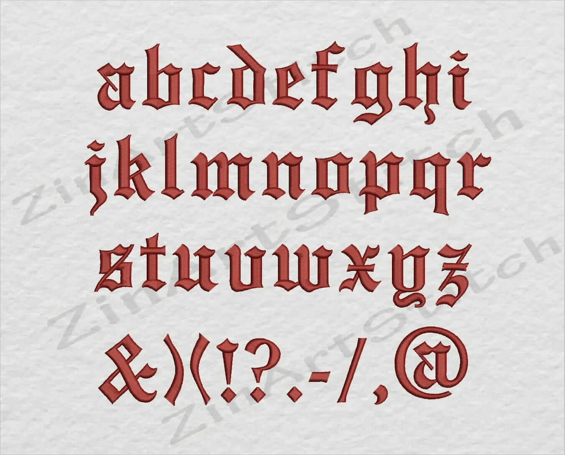Old English Embroidery Font Machine Embroidery Design Instant - Etsy
