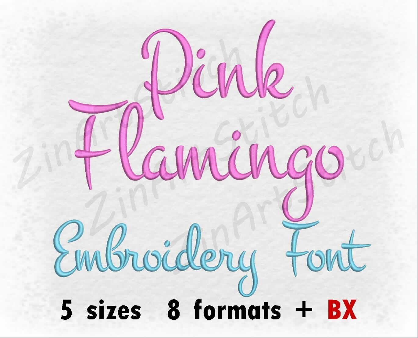 Pink Flamingo Embroidery Font, Machine Embroidery Design, Instant ...