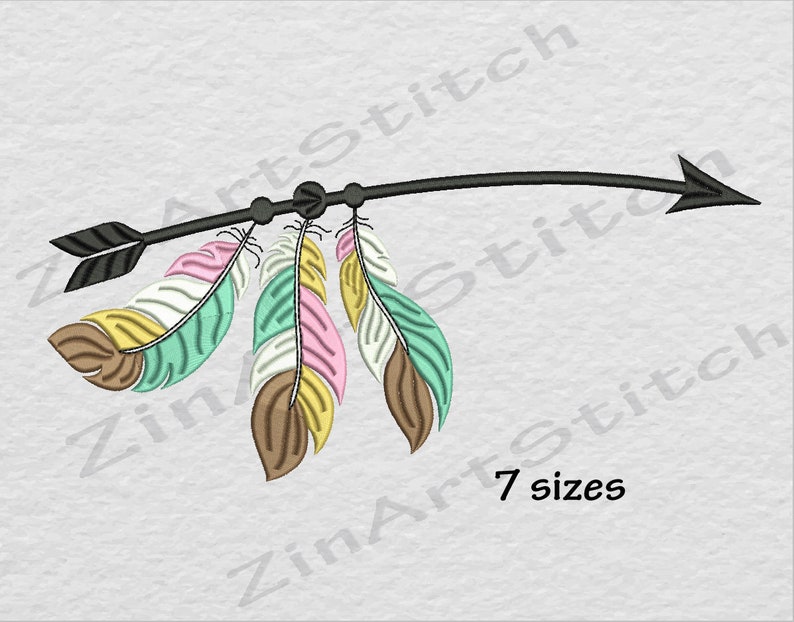 Arrow With Feathers Embroidery Design (7 Sizes) (digital Download) - Etsy