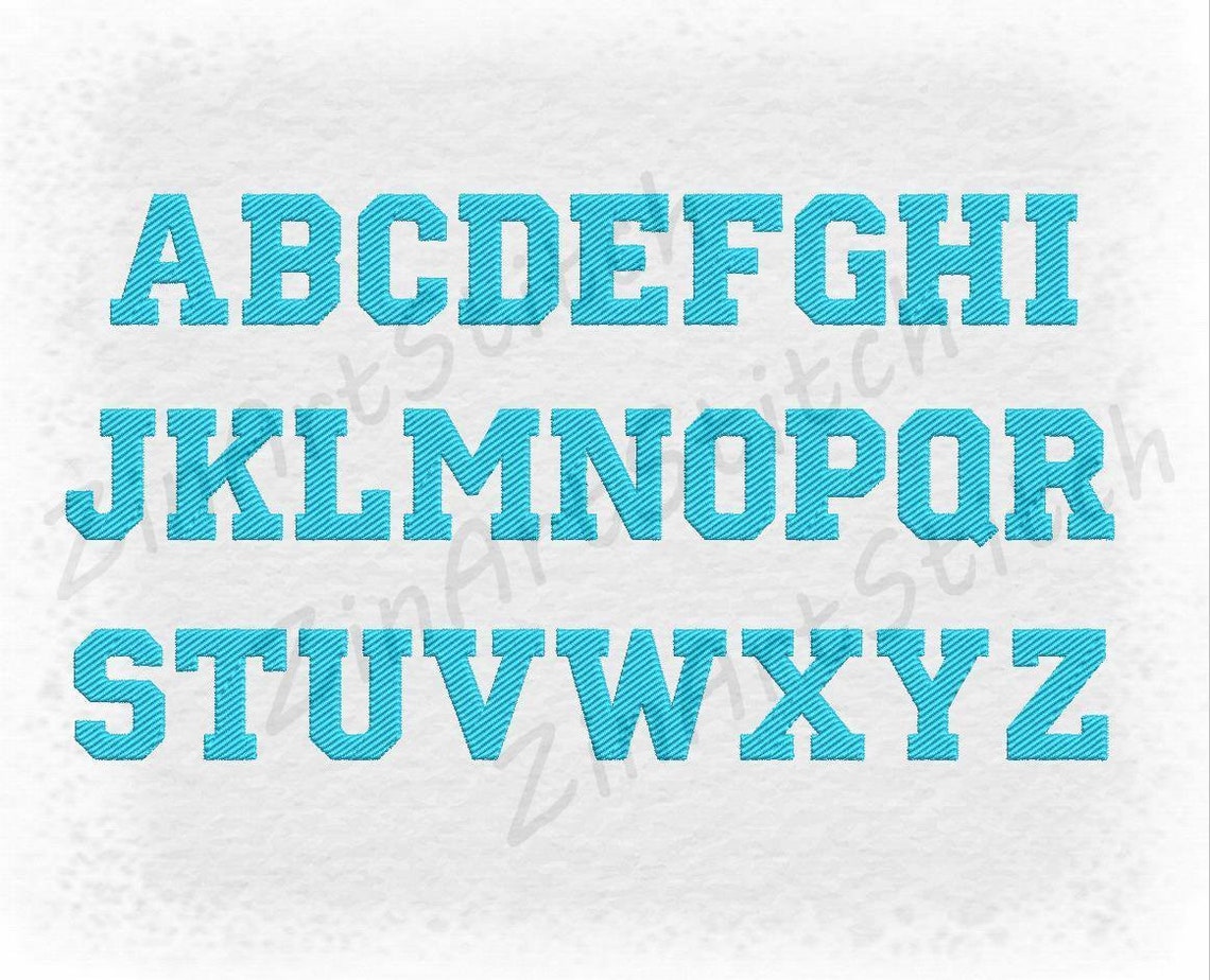 College Embroidery Font, Fill Stitch, Punctuations and Numbers, Instant ...