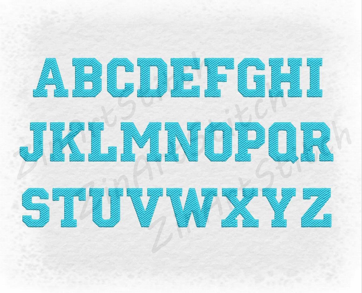 College Embroidery Font, Fill Stitch, Punctuations and Numbers, Instant ...