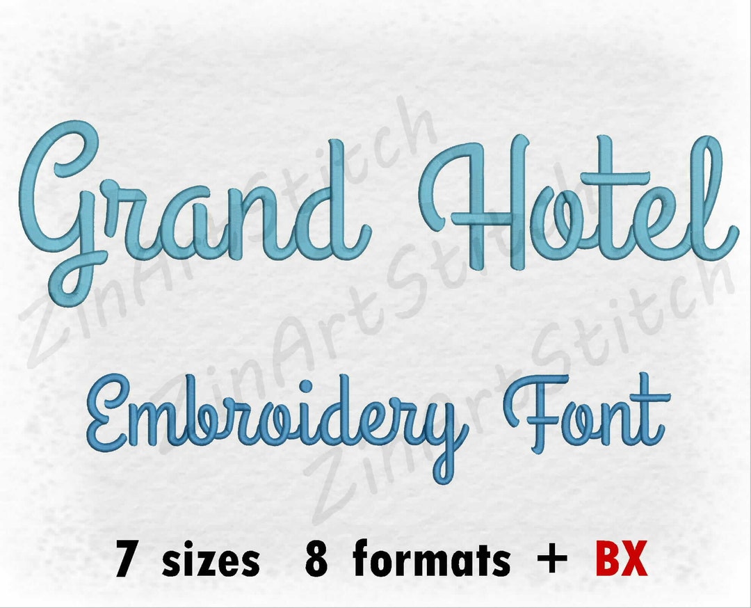Grand Hotel Embroidery Font, Machine Embroidery Design, Instant ...