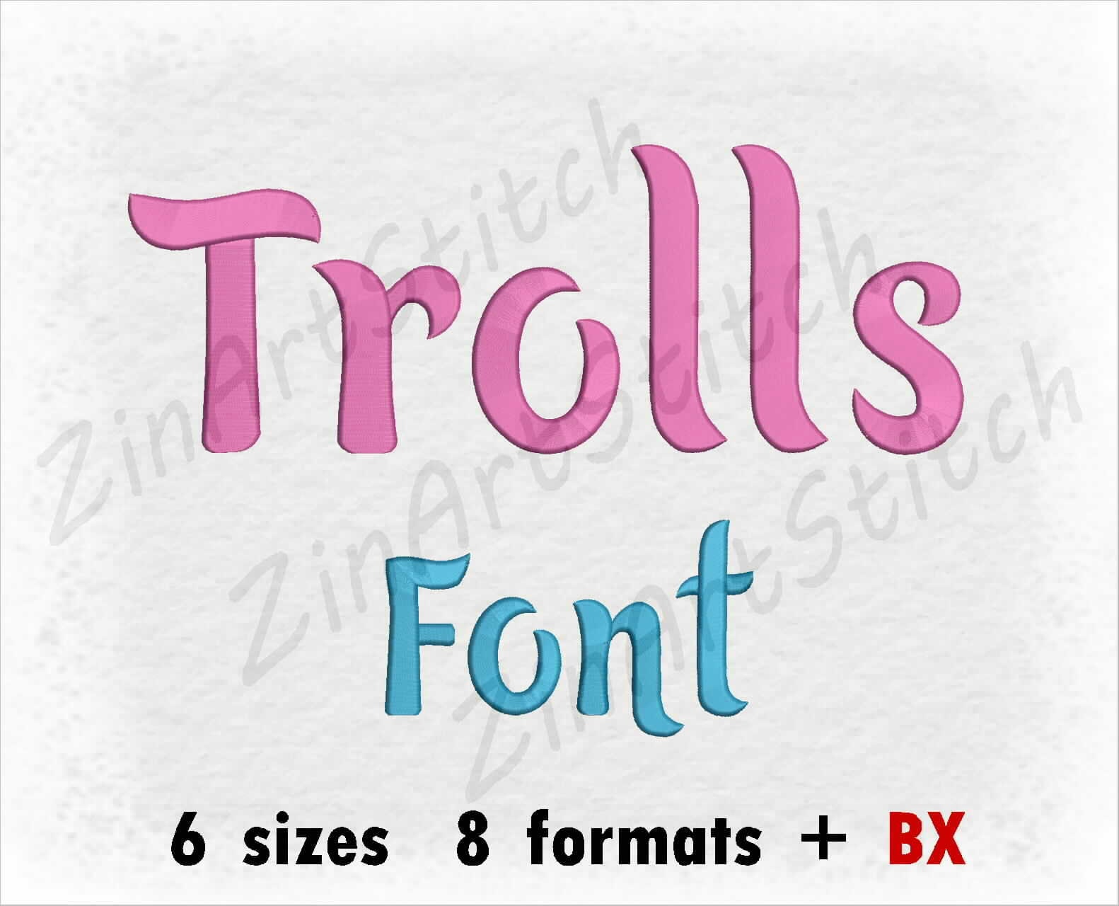 Trolls Font Embroidery Design Monogram Alphabet 6 Sizes 8 | Etsy