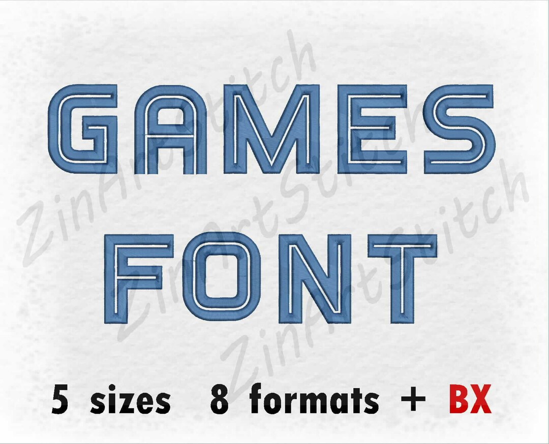 Games Embroidery Font Machine Embroidery Design Instant Download ...