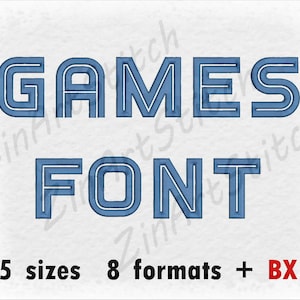 Games Embroidery Font, Machine Embroidery Design, Instant Download, 5 ...
