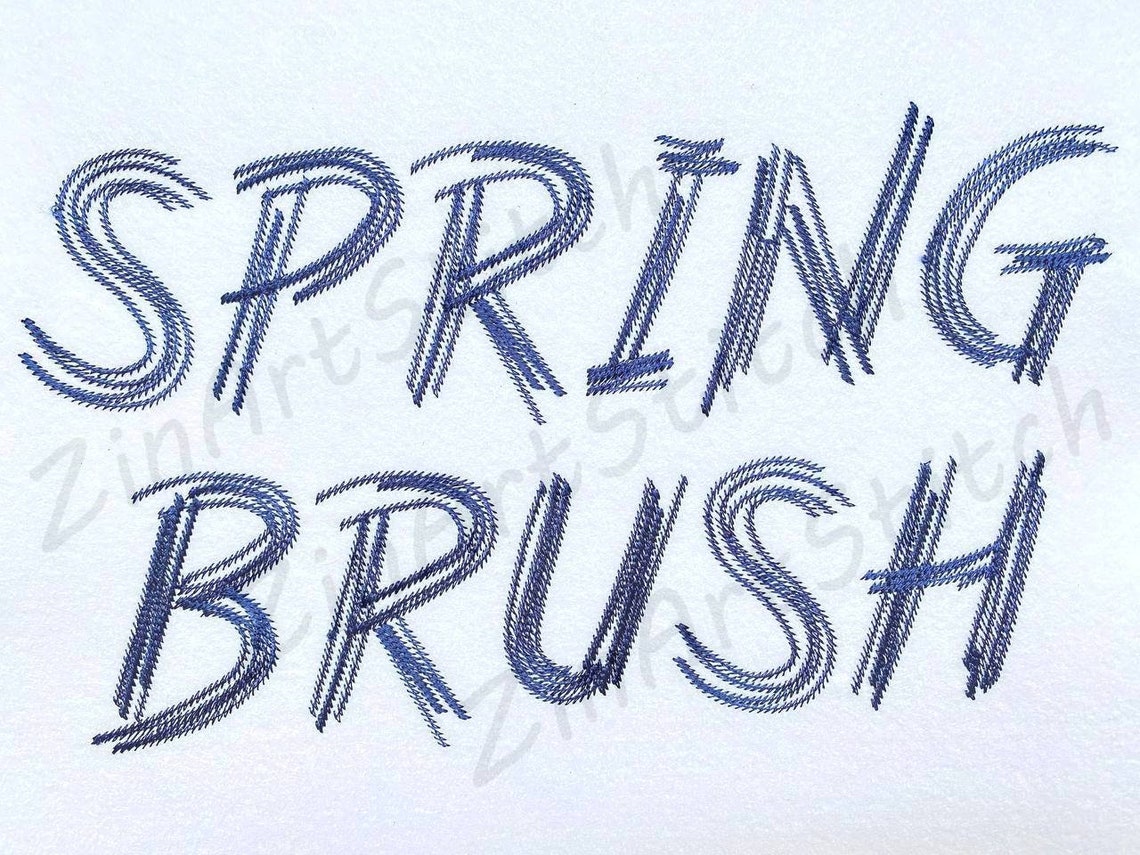 Spring Brush Embroidery Font Machine Embroidery Design Stem - Etsy