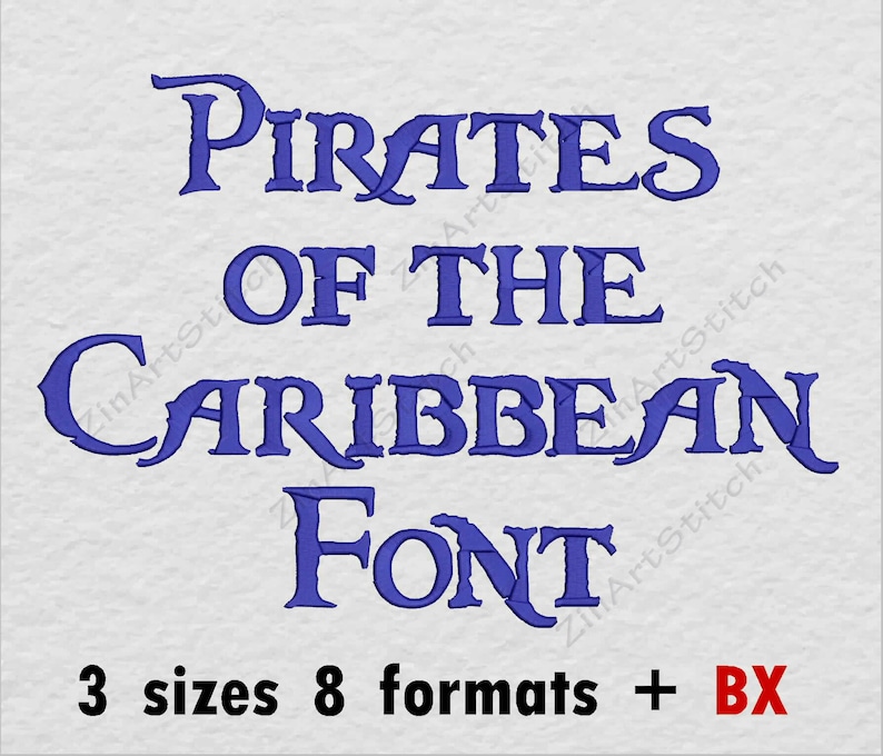 Pirates of the Caribbean Font Embroidery Design Monogram - Etsy