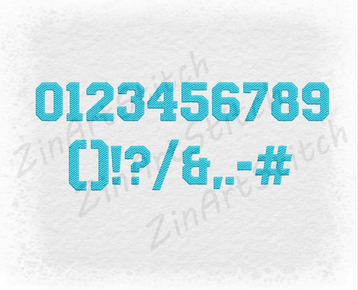 College Embroidery Font, Fill Stitch, Punctuations and Numbers, Instant Download, 7 Sizes - Etsy