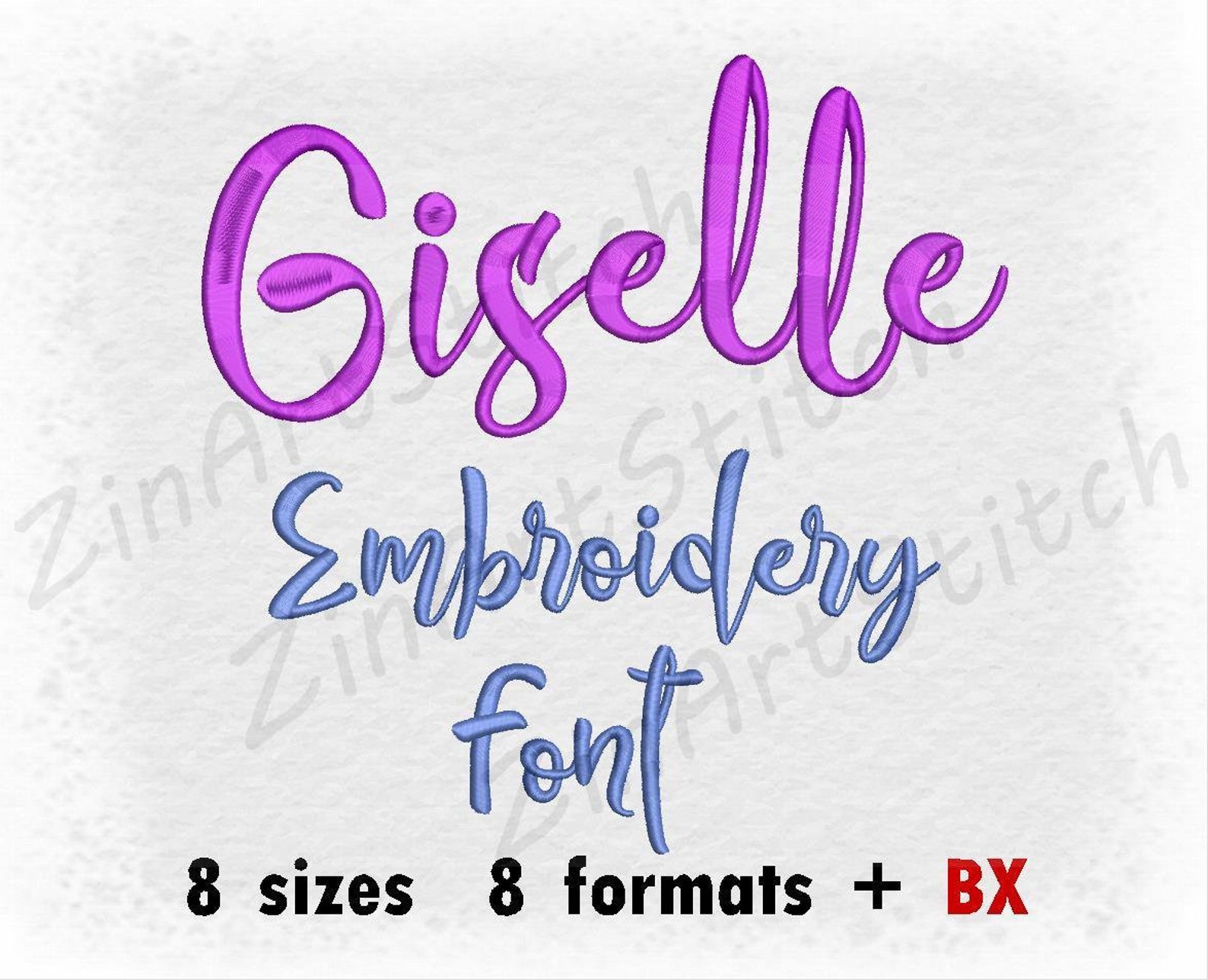Giselle Embroidery Font Machine Embroidery Design Instant | Etsy